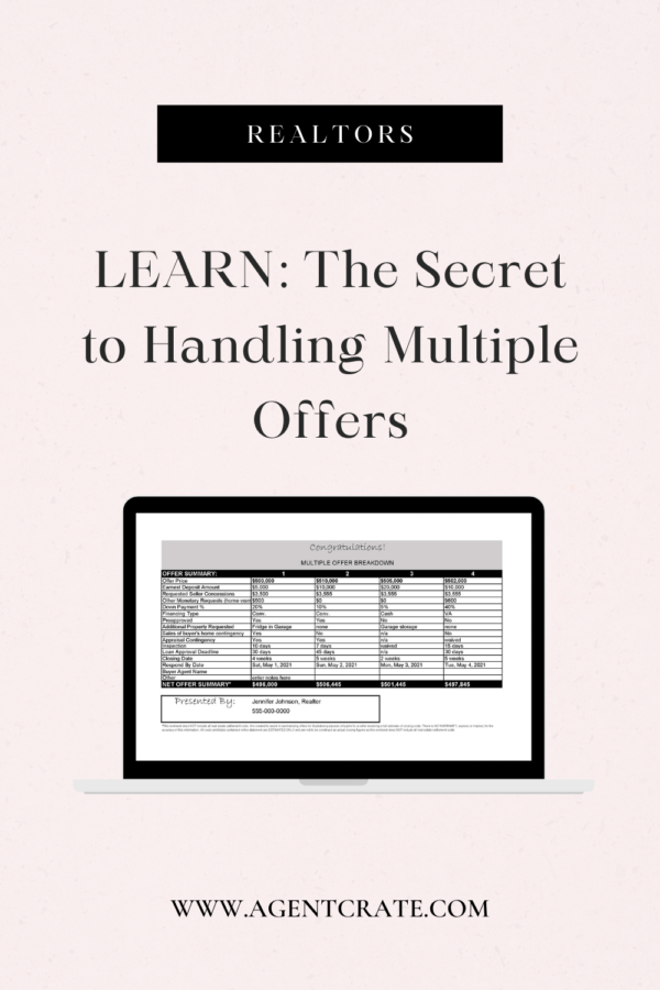 Multiple Offer Spreadsheet For Realtors - Free Download